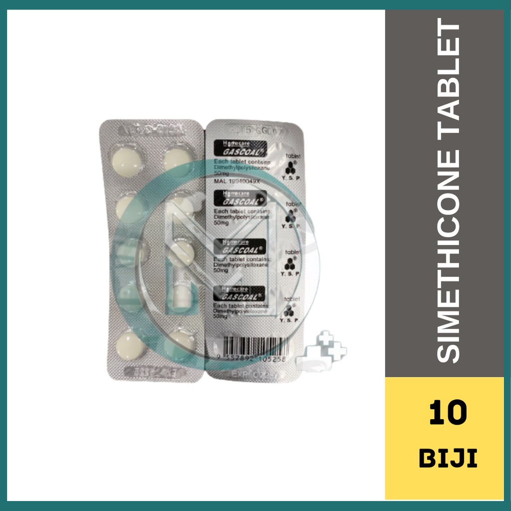 [EXP: 07/25] GASCOAL 50MG TABLET 10'S (TABLET SAKIT PERUT, ANGIN, SAMA ...