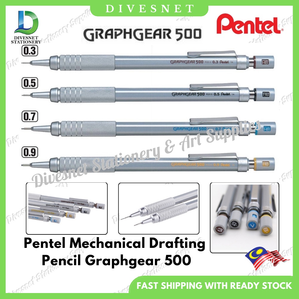 Pentel Mechanical Drafting Pencil Graphgear Graph Gear PG500 Pensil ...