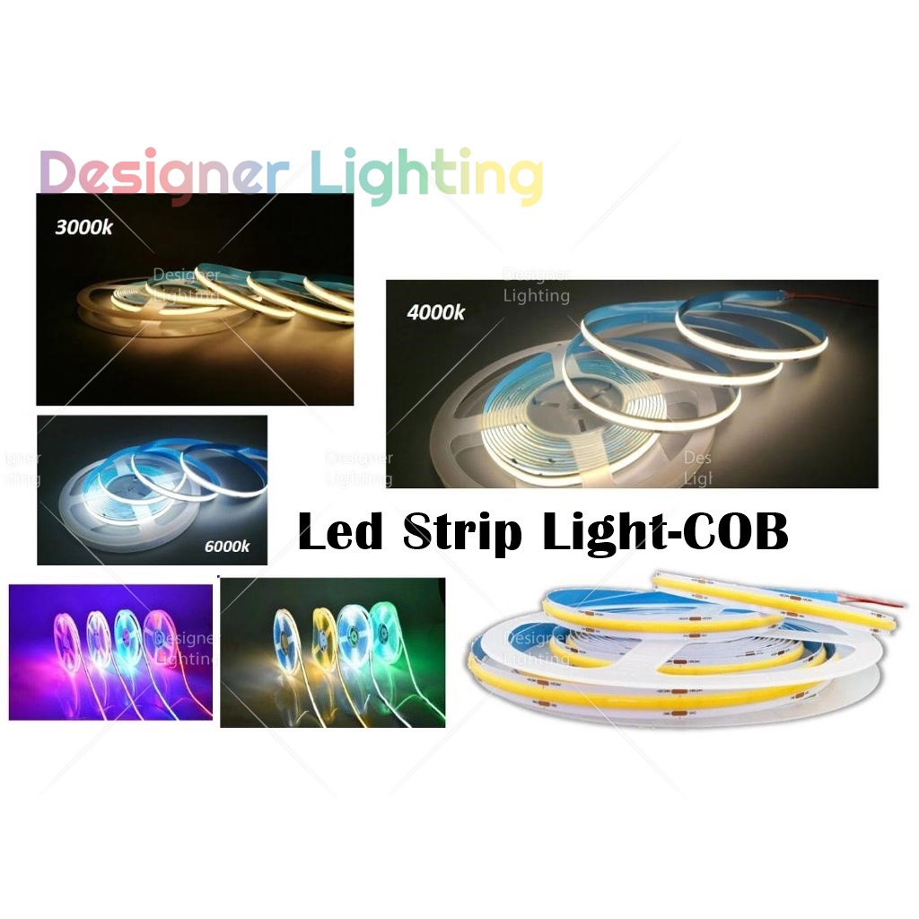Designer [8mm-320D] 24V COB Led Strip Light 5meter Colour Led Strip ...