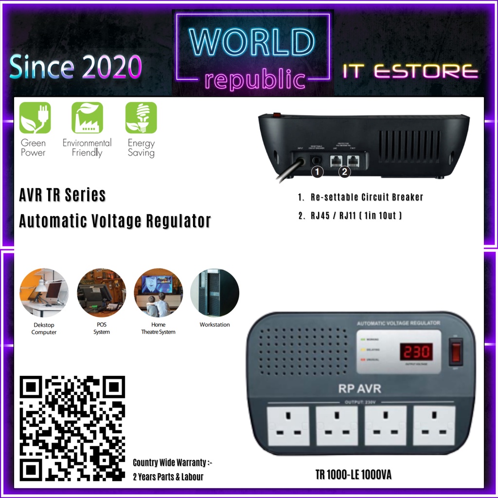 Right Power AVR 800VA TR800-LE TR800LE TR-800LE / 1000VA TR1000-LE ...