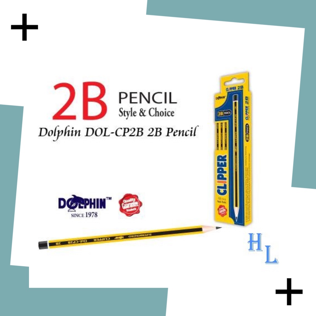 Dolphin 2B Pencil Clipper / Platinum (12pcs+2pcs Free/Boxs) | Shopee ...