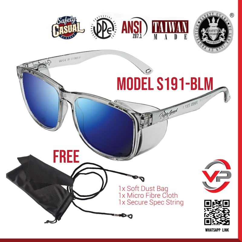 SAFETY GUARD S-191 SAFETY GLASSES S191 SPEC SAFETY ANSI Z87 100% UV ...