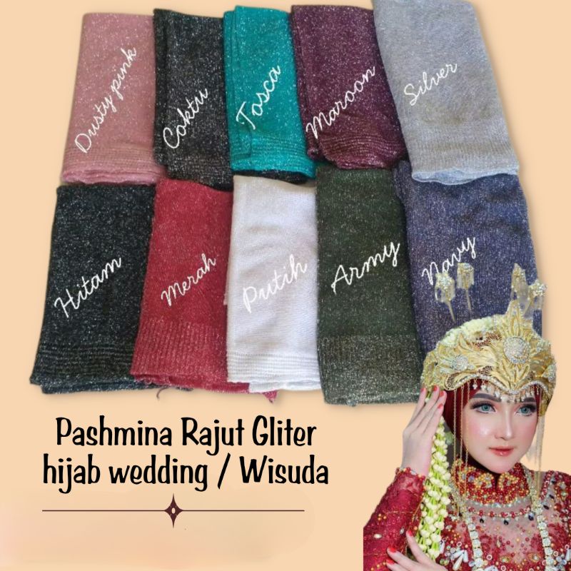 Pashmina Knitting GLITTER Quality Materials Durable HIJAB Bridal HIJAB ...