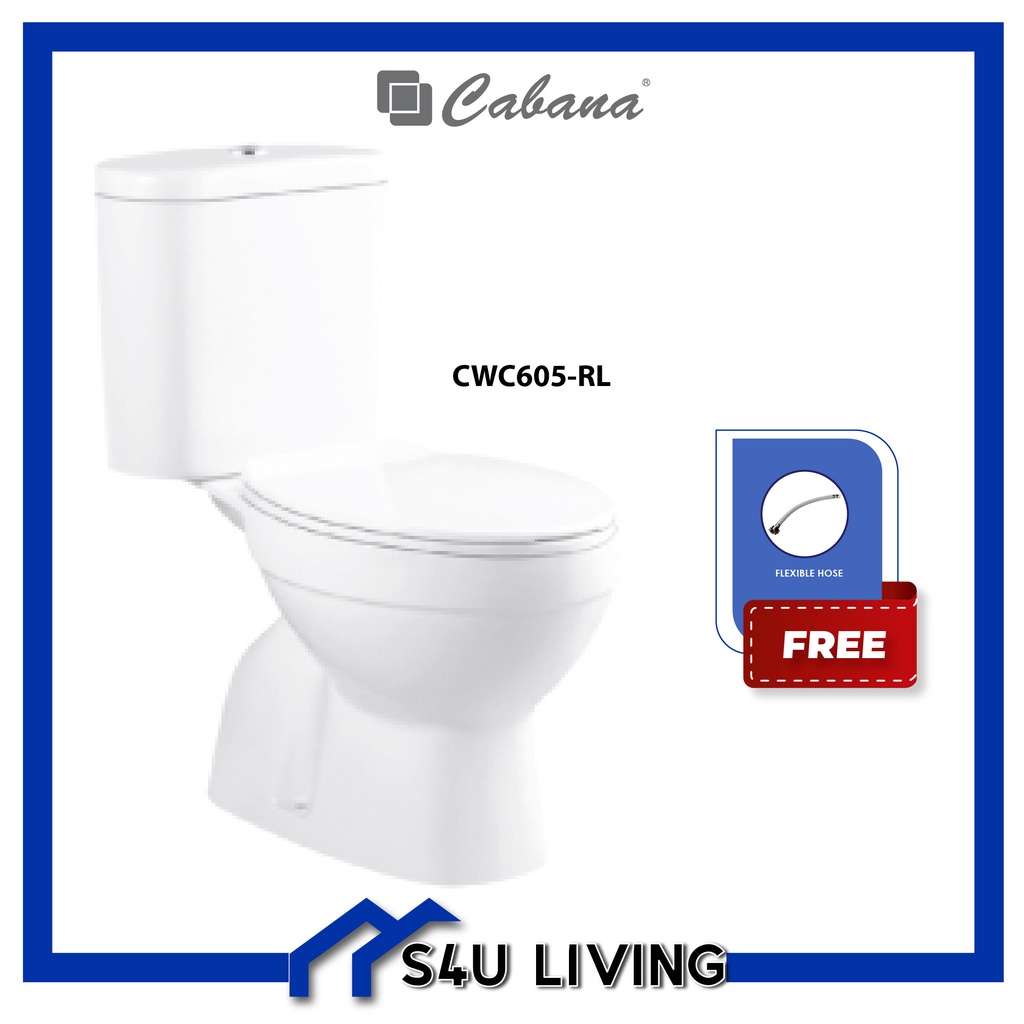 CABANA CWC605-RL Two Piece Rimless Water Closet wc S Trap 10 Inch Free ...