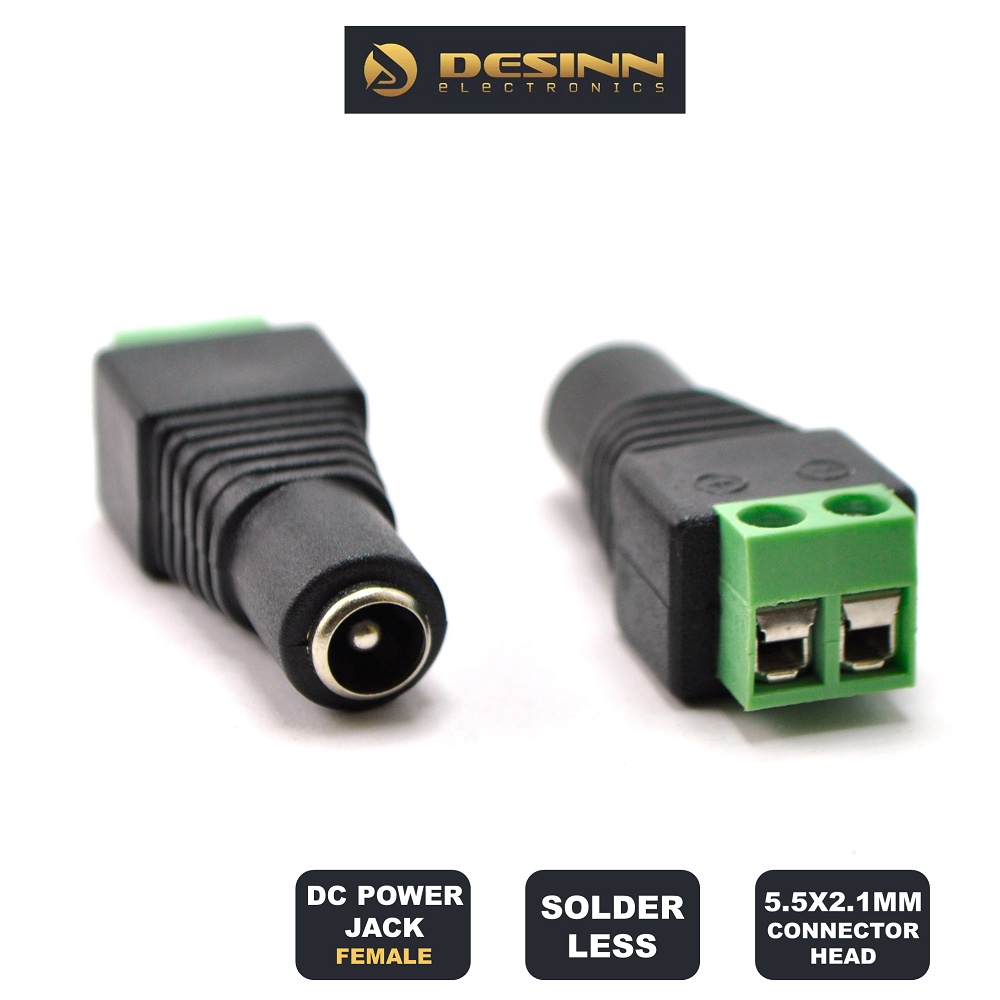 5.5mm x 2.1mm Solderless DC Power Connector Female Jack 12V 24V for ...