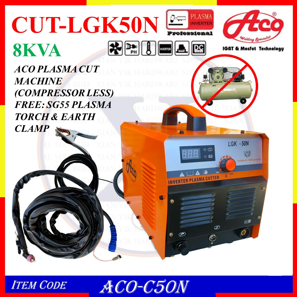 ACO-C50N CUT-LGK50N ACO PLASMA CUT MACHINE (COMPRESSOR LESS) FREE: SG55 ...