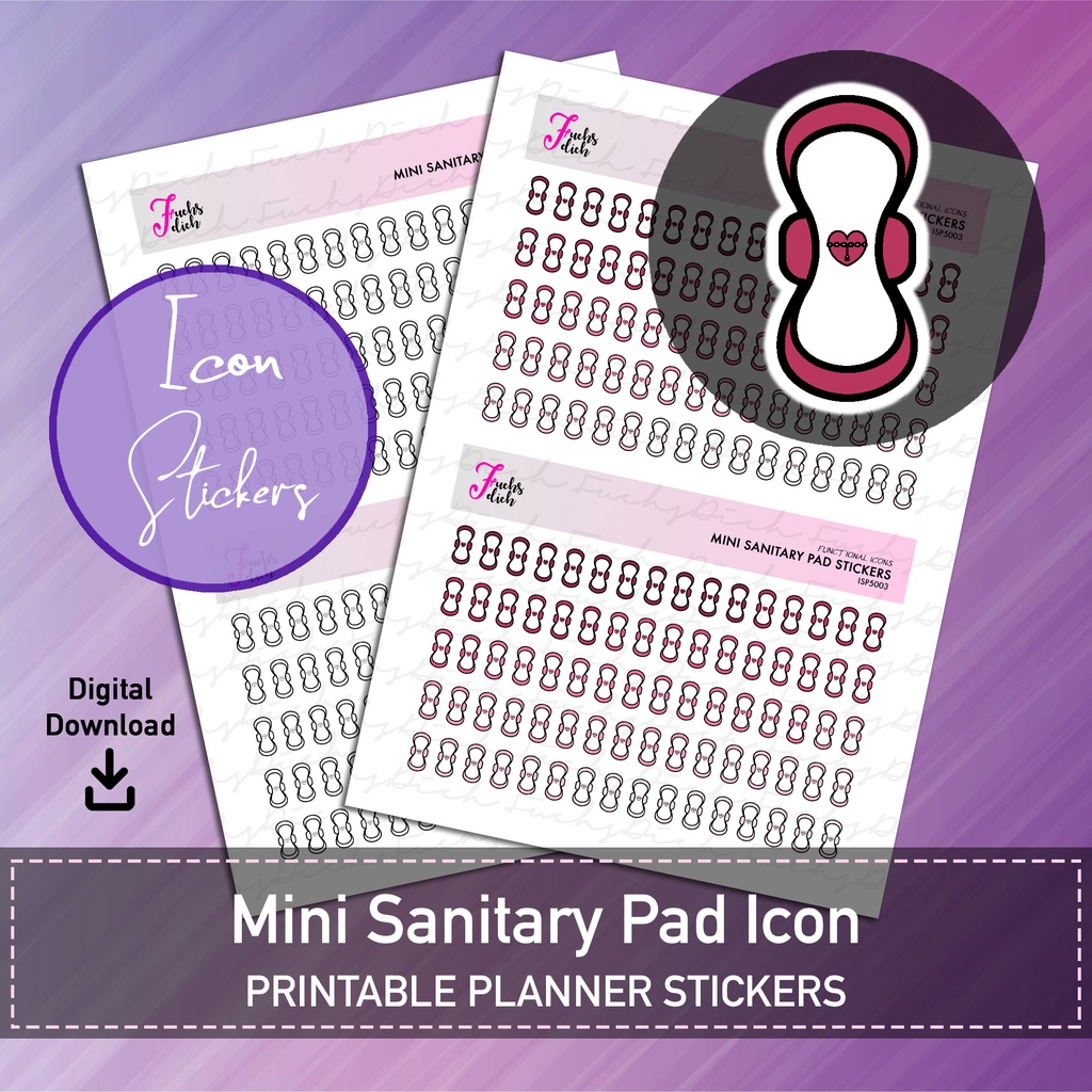 FuchsDich Printable Mini SANITARY PAD Icon Stickers | PDF File | Period ...