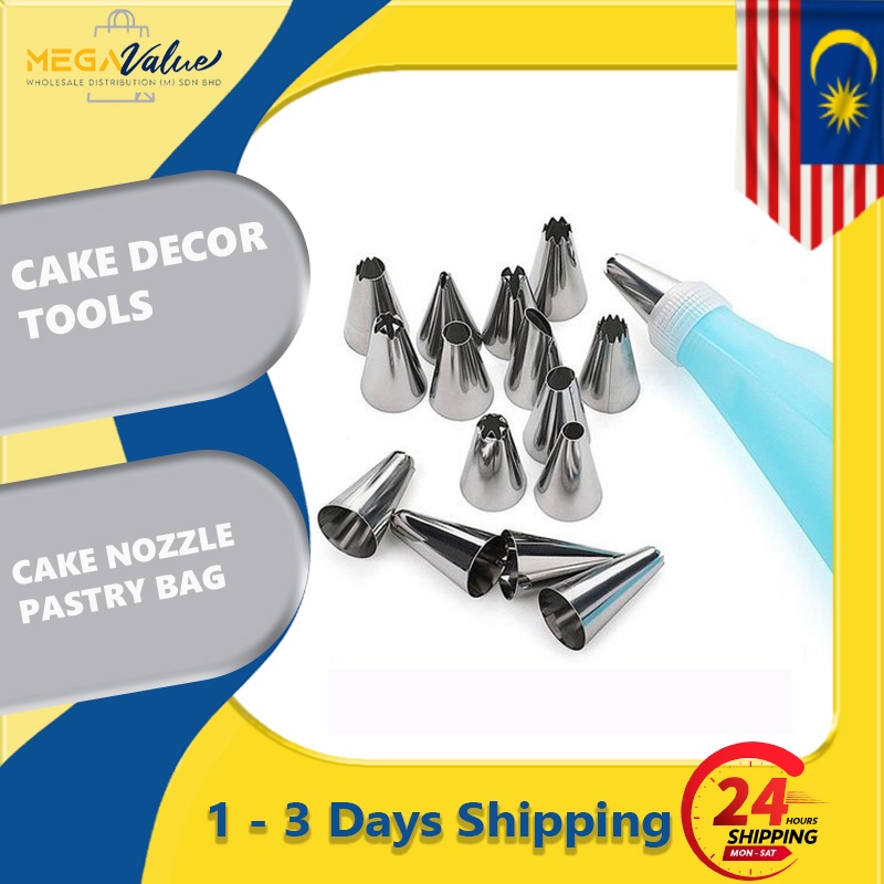 READY STOCK | Pastry Bag Tips Set Large Cream Cake Icing Piping Russian ...