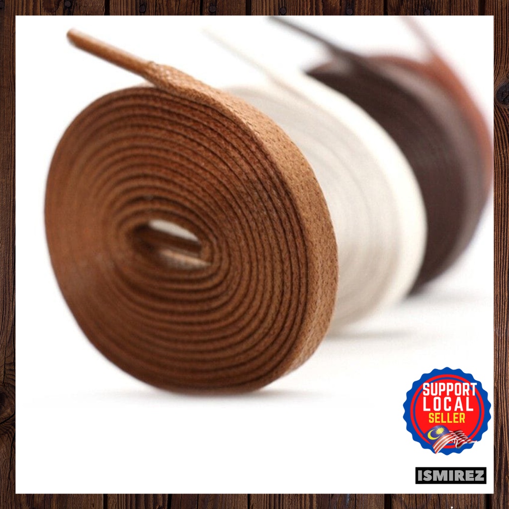 Ismirez 1pair Leather Wax Flat Shoe Laces Sepasang Tali Kasut Wax Tali ...