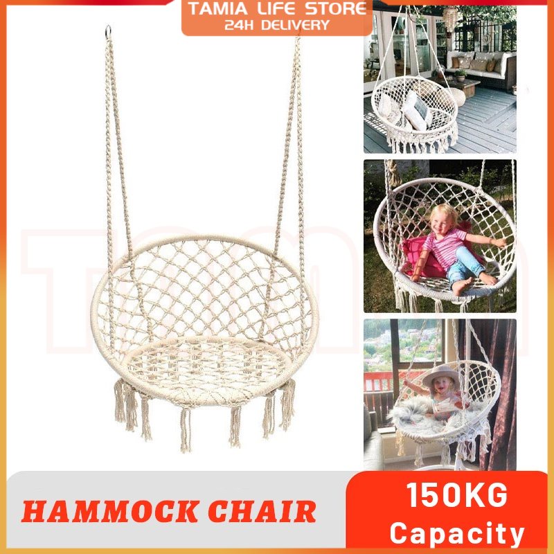 Round Swing Chair Garden Hanging Chair Hammock Kids/Adult Buaian ...