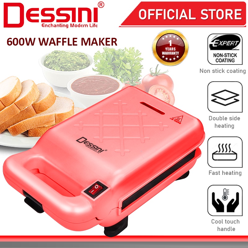 DESSINI ITALY Double Sided Electric Sandwich Panini Waffle Pizza Maker ...