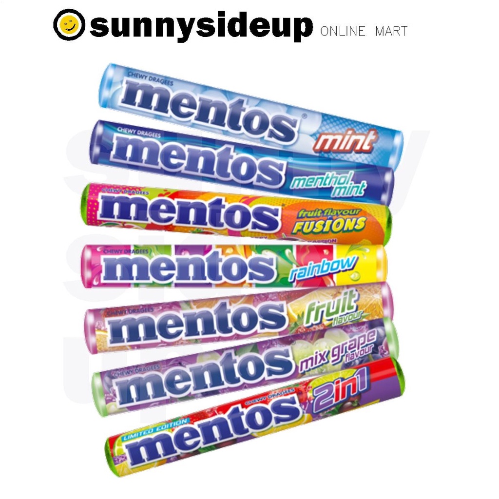 [SUNNY] Mentos Roll 1 x 37g Mint | Menthol Mint | Mixed Grape | Rainbow ...