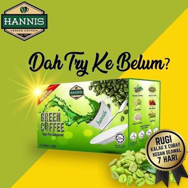 Hannis Green Coffee Kopi Hijau 15s x 20g 100% Original | Shopee Malaysia