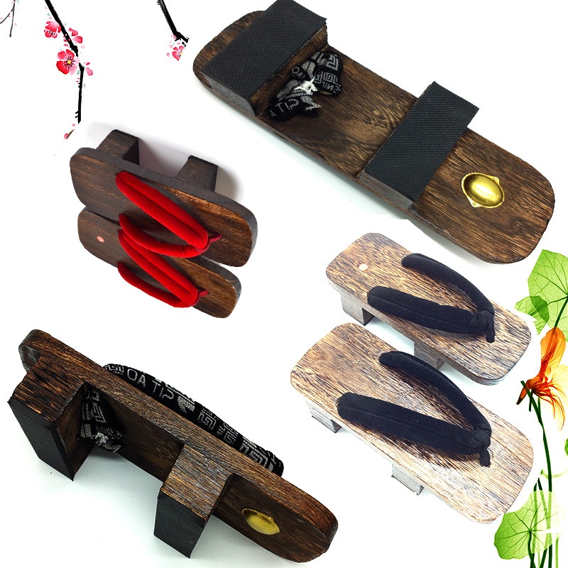 Japanese Traditional Sandals Geta Wooden Clogs Shoes (Red/Black ...