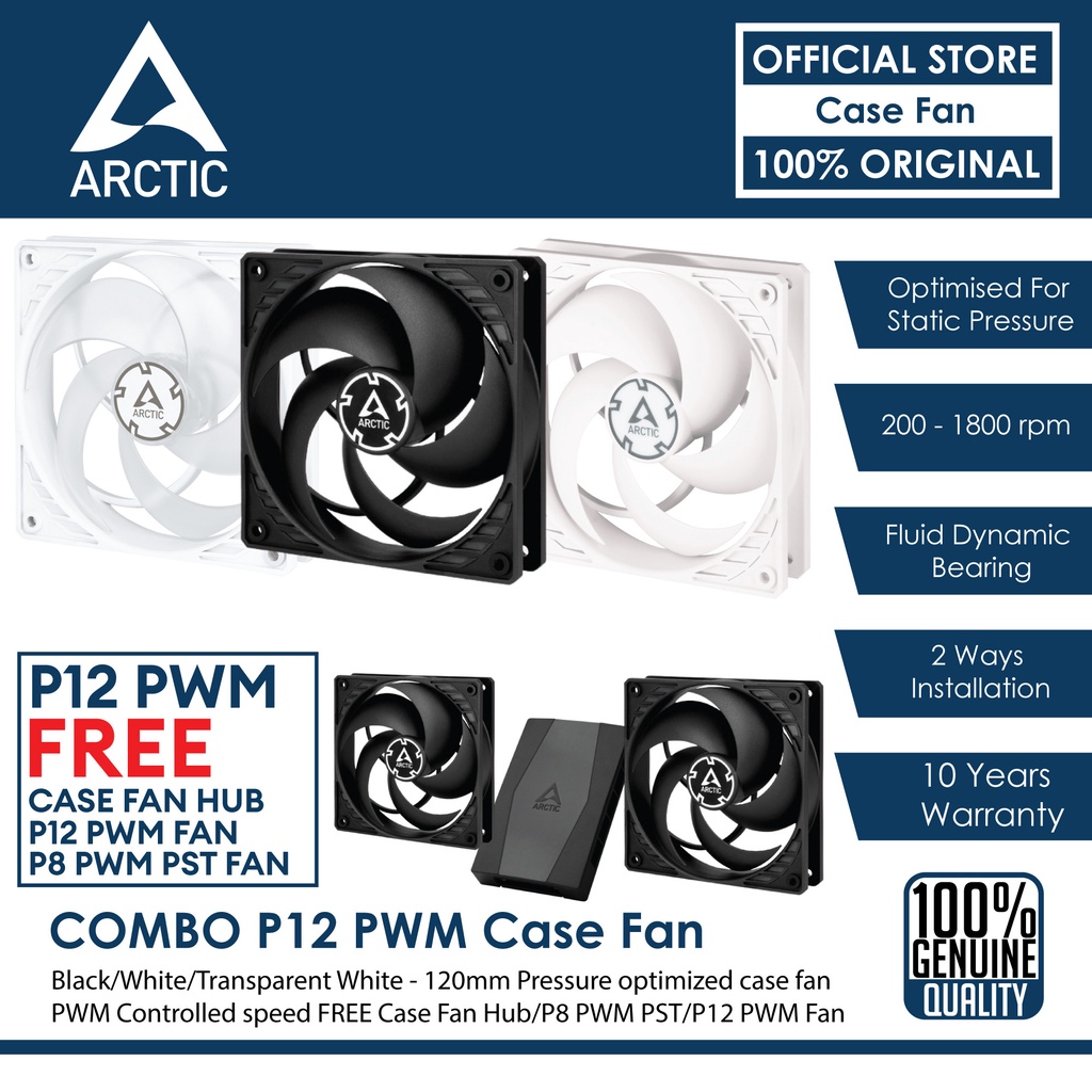 [MEGA DEAL] ARCTIC P12 PWM Case Cooling Fan - White FREE Case Fan/P8 ...