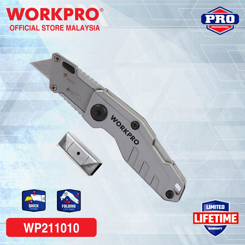 WORKPRO Mini Aluminum Quick Change Utility Knife With Mini Folding Box ...