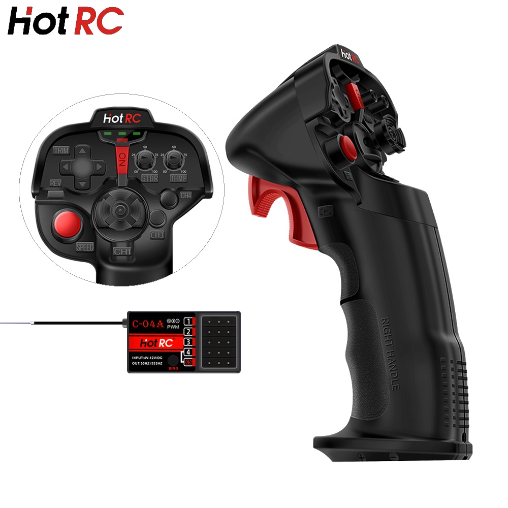 HotRC DS-4A 2.4G 4 Channel Single Hand RC Radio Transmitter C-04A 4-12V ...