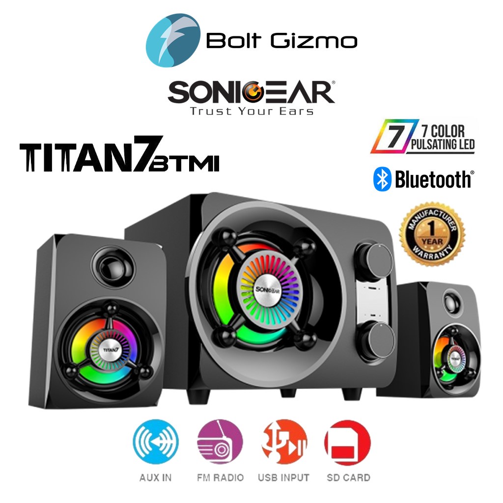 SonicGear Titan 7 Pro BTMI Bluetooth LED Multimedia Speaker | Shopee ...
