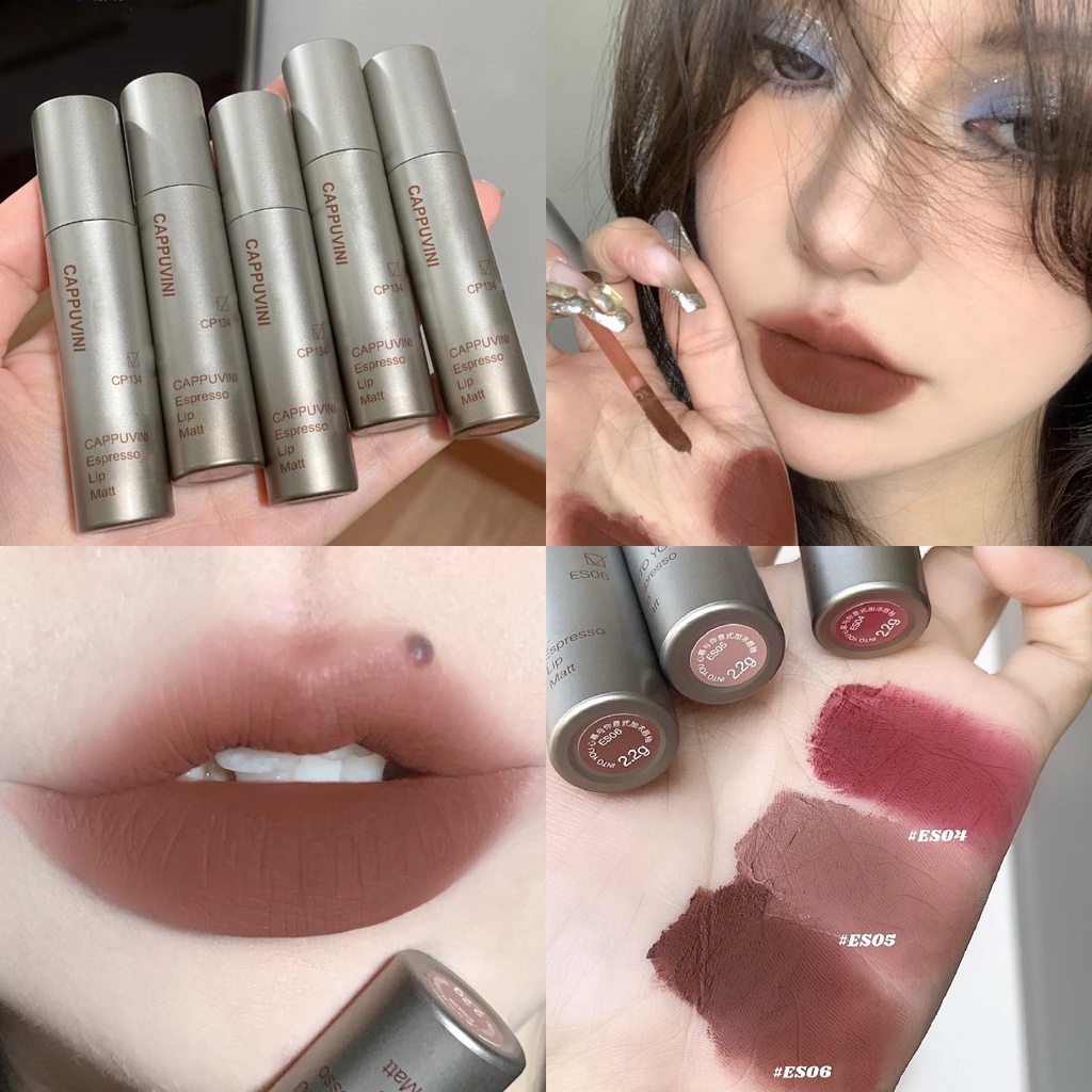 CAPPUVINI Espresso coffee lip glaze longlasting velvet matte soft lip tint waterproof 唇釉雾面哑光 ...