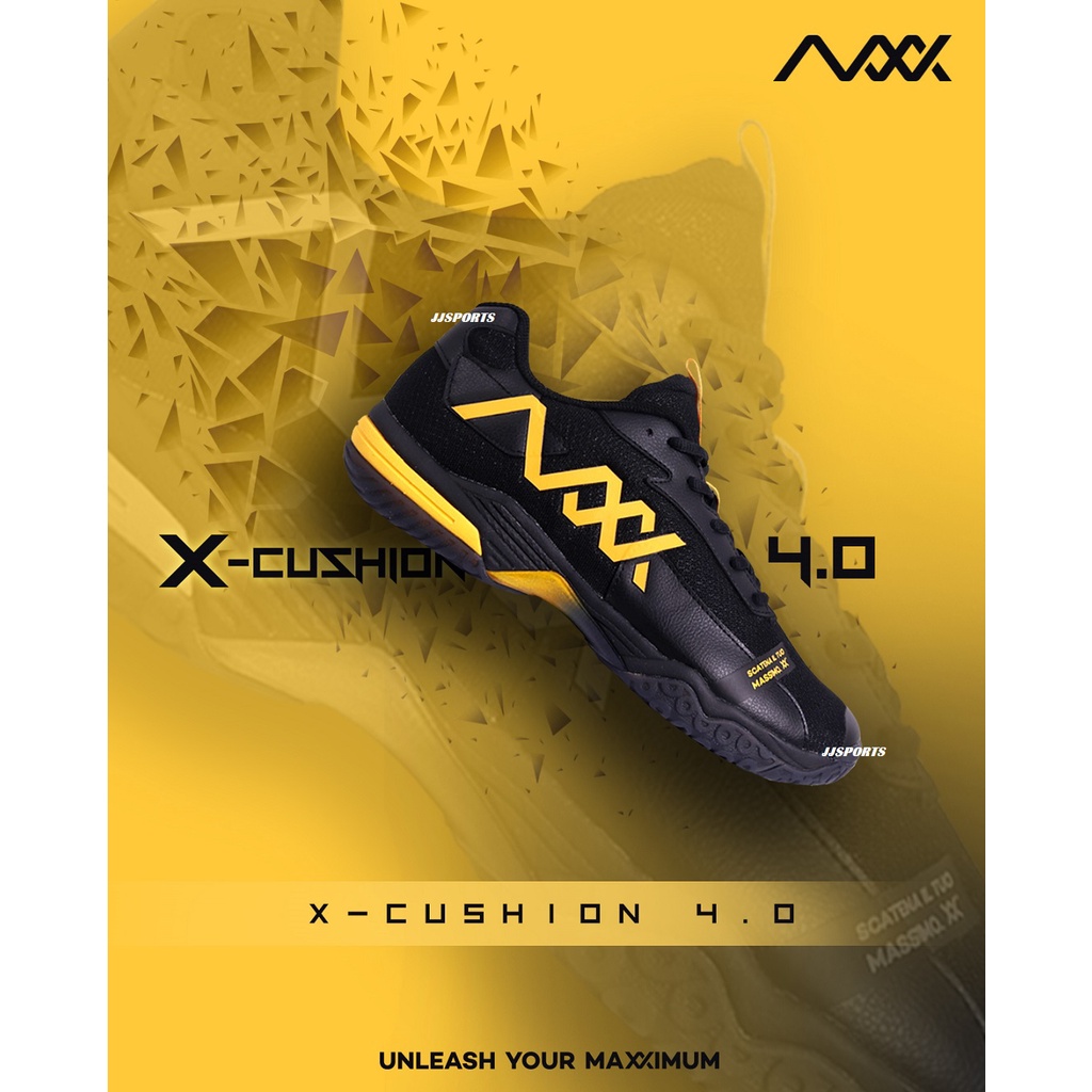 MAXX Badminton Shoes X-CUSHION 4.0 (BLACK) (100% Original) | Shopee ...