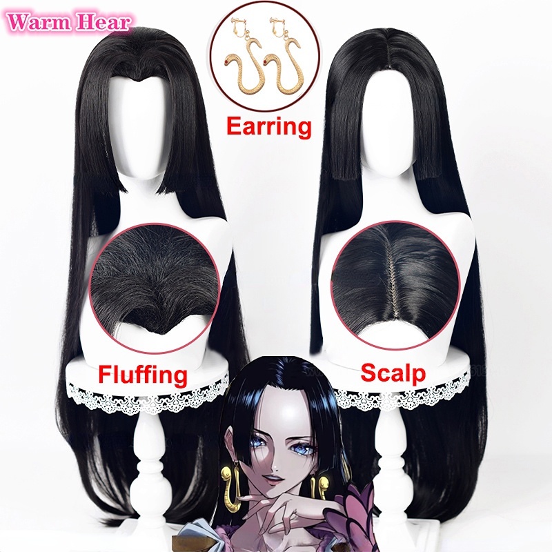Misscoo One Piece Boa Hancock Cosplay Wig Long Black Anime Heat ...