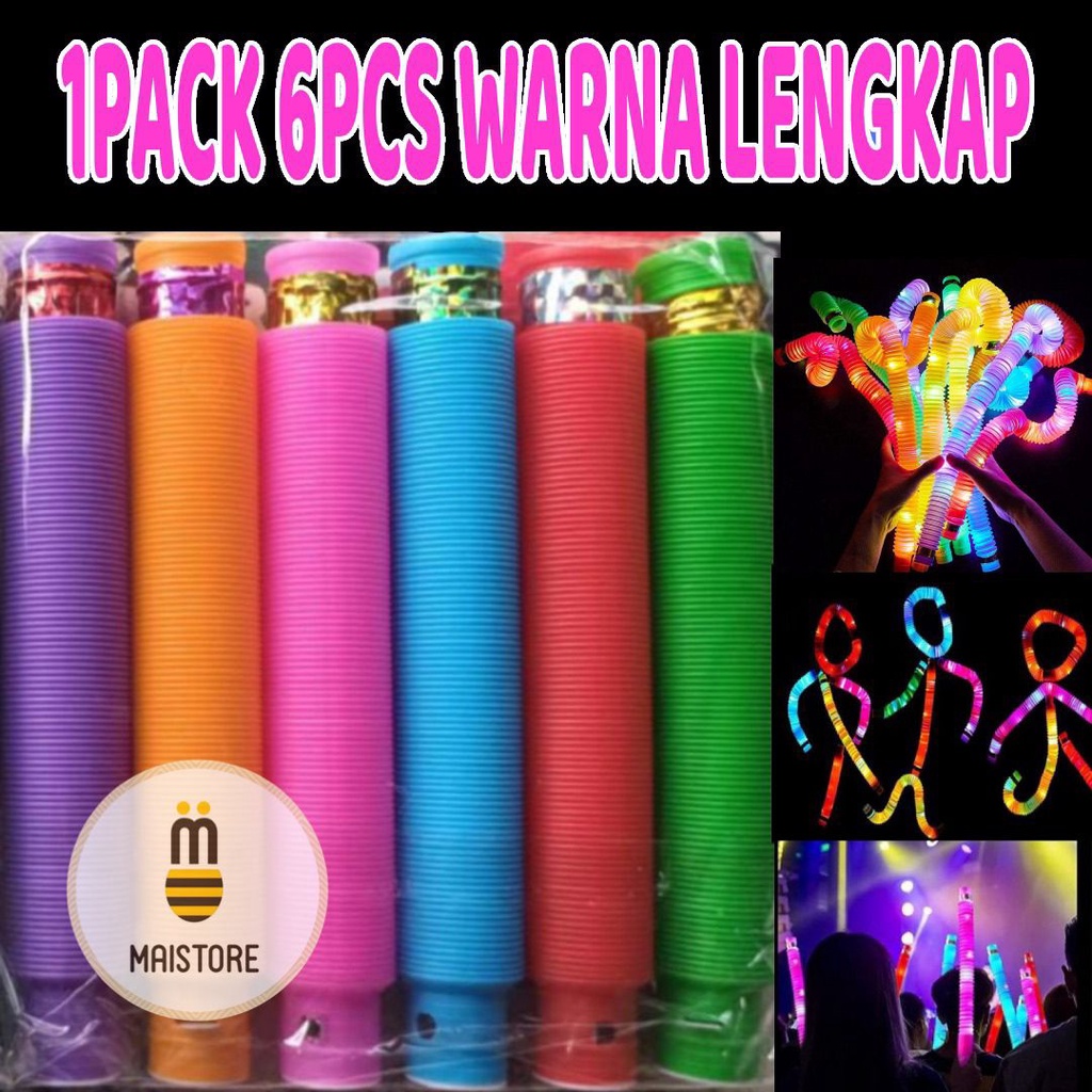 1pack 6 PCS Viral Light Up Pop Tubes Pop Pipes Toys Light Stick Pipe ...