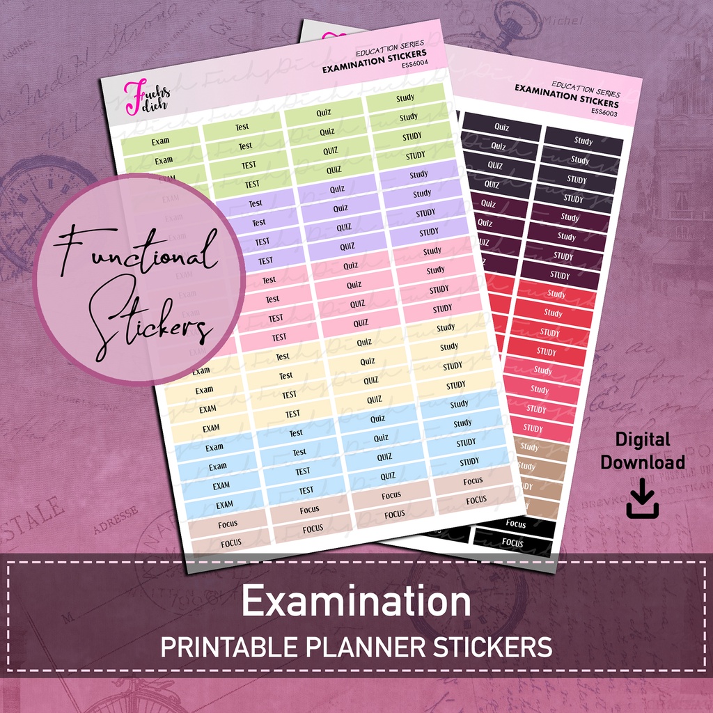 FuchsDich Printable Examination Planner Stickers | PDF File | Label ...