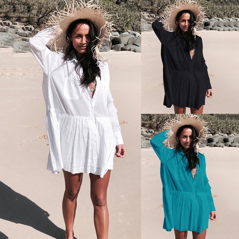 DN0425 Saida de Praia Bathing Suit Cover Ups Plus Size Beach Dress Robe ...