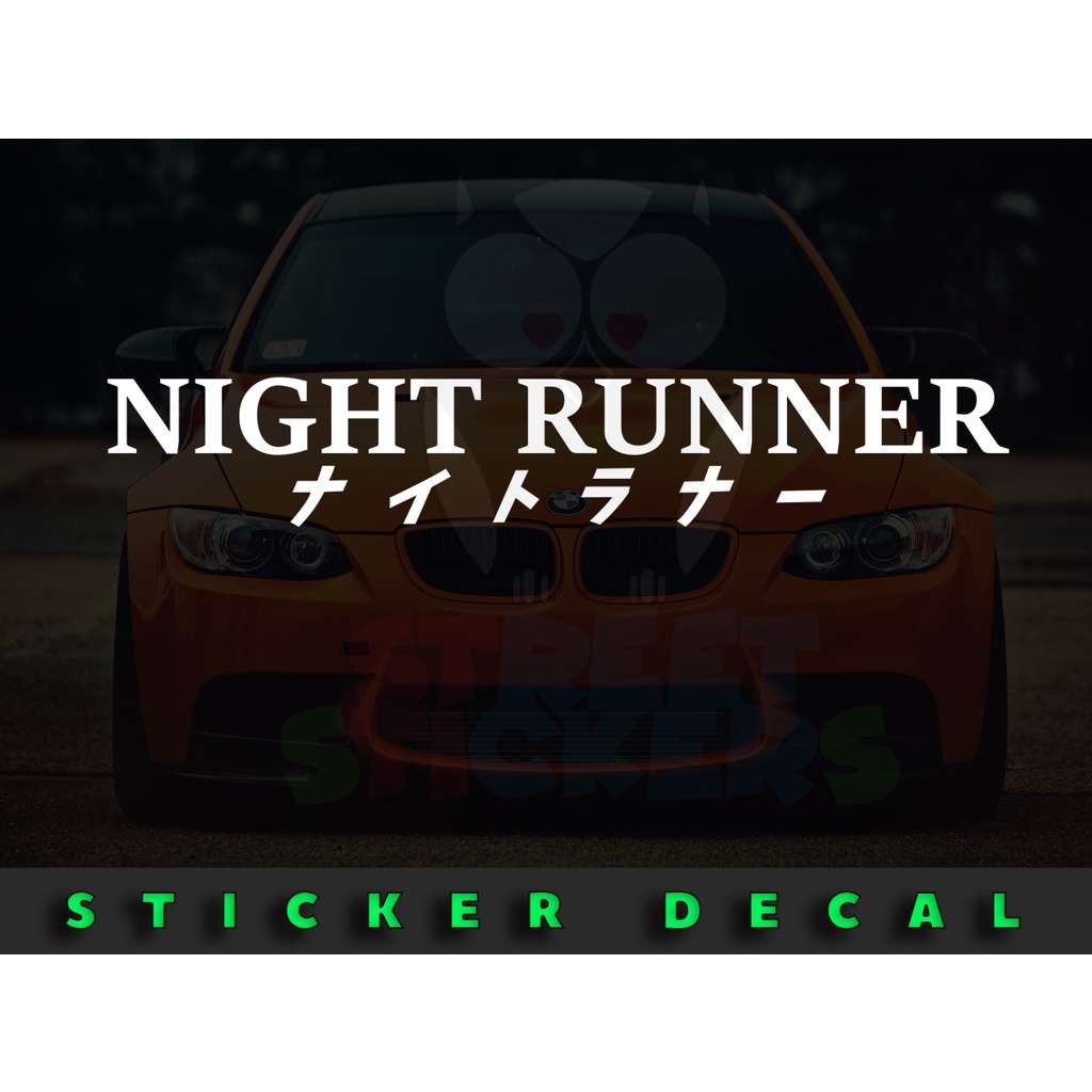 NIGHT RUNNER JDM Banner Windshield Mirror Car Sticker Design Decal ...