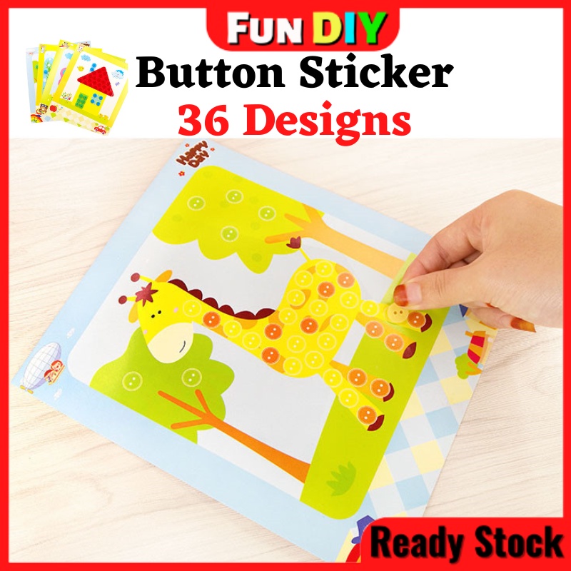 FUN DIY / Button Sticker DIY Button Art Sticker / Butang tampal DIY ...
