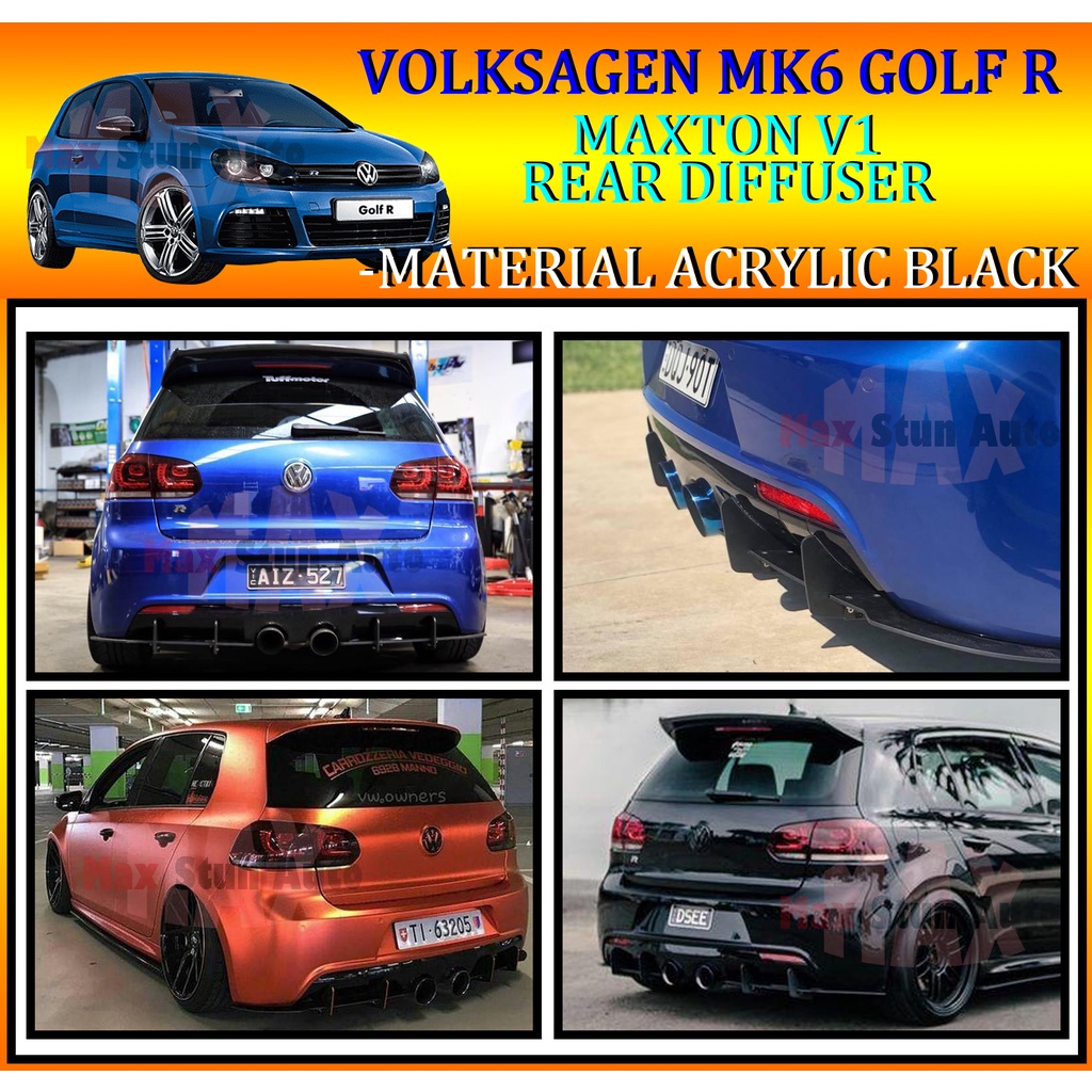 VOLKSWAGEN VW GOLF MK6 R R20 REAR DIFFUSER SPLITTER MAXTON DESIGN ...
