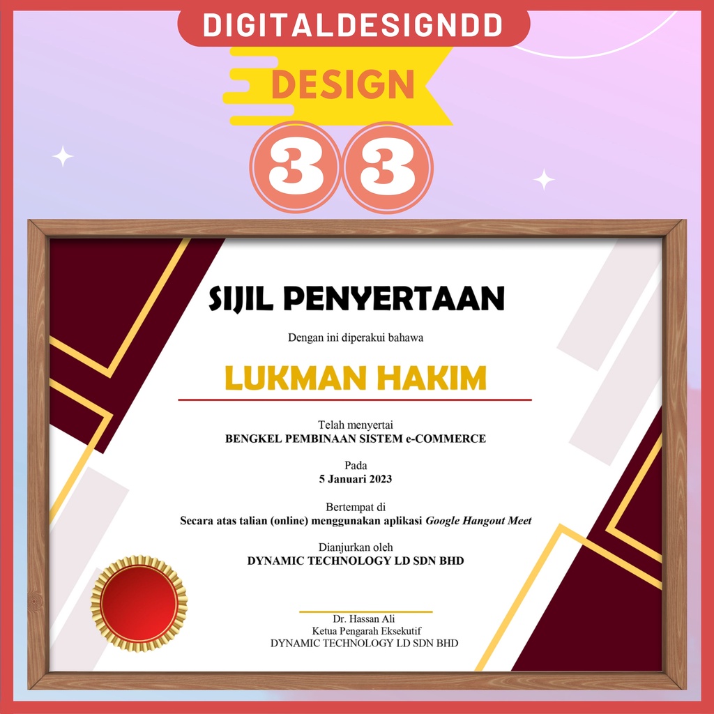 Sijil digital 48 template digital certificate pelbagai pilihan edit ...