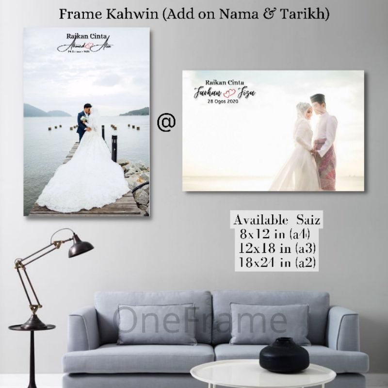 New!!!!! Custome Frame Canvas (Frame Gambar Kahwin Add On Nama & Tarikh ...