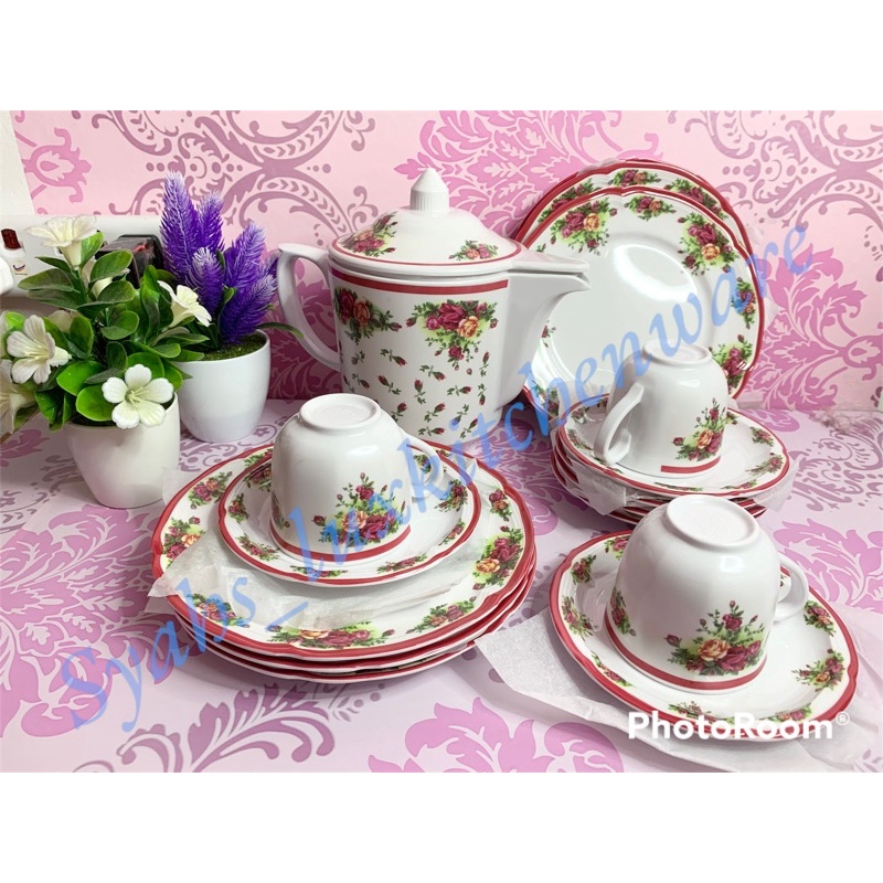 GIACOMO Set Teko & Cawan 💯 Melamine.Set tea break Hadiah🎁🌹/ Set Cawan ...