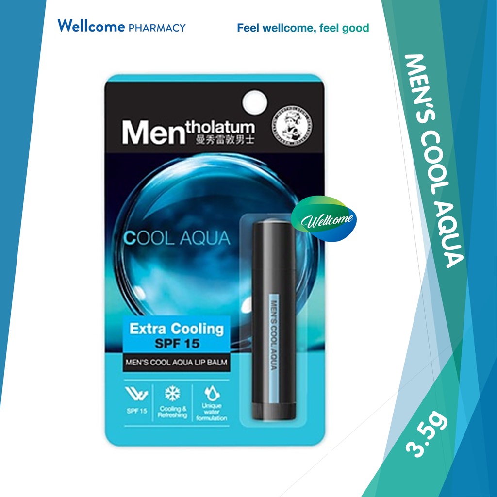 Mentholatum Men's Cool Aqua Extra Cooling Lip Balm SPF15 - 3.5g ...
