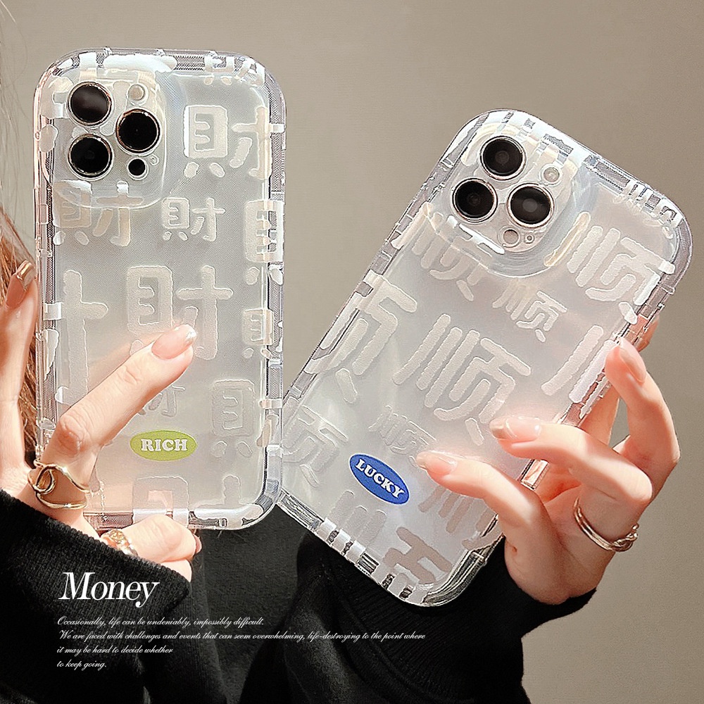 Ins Full Screen Luck Rich Good Luck Transparent Case For Iphone 15 14 ...