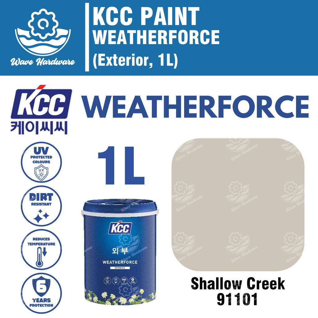 KCC PAINT Weatherforce (91101 [Shallow Creek], Exterior Paint, 1L) | Shopee Malaysia