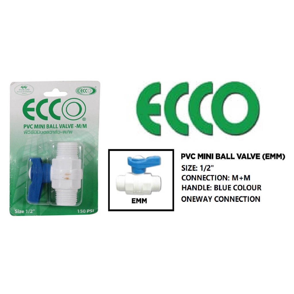 ECCO 1/2 Inches Three-WayOne-Way Mini Ball Valve with Female/Male/Male ...