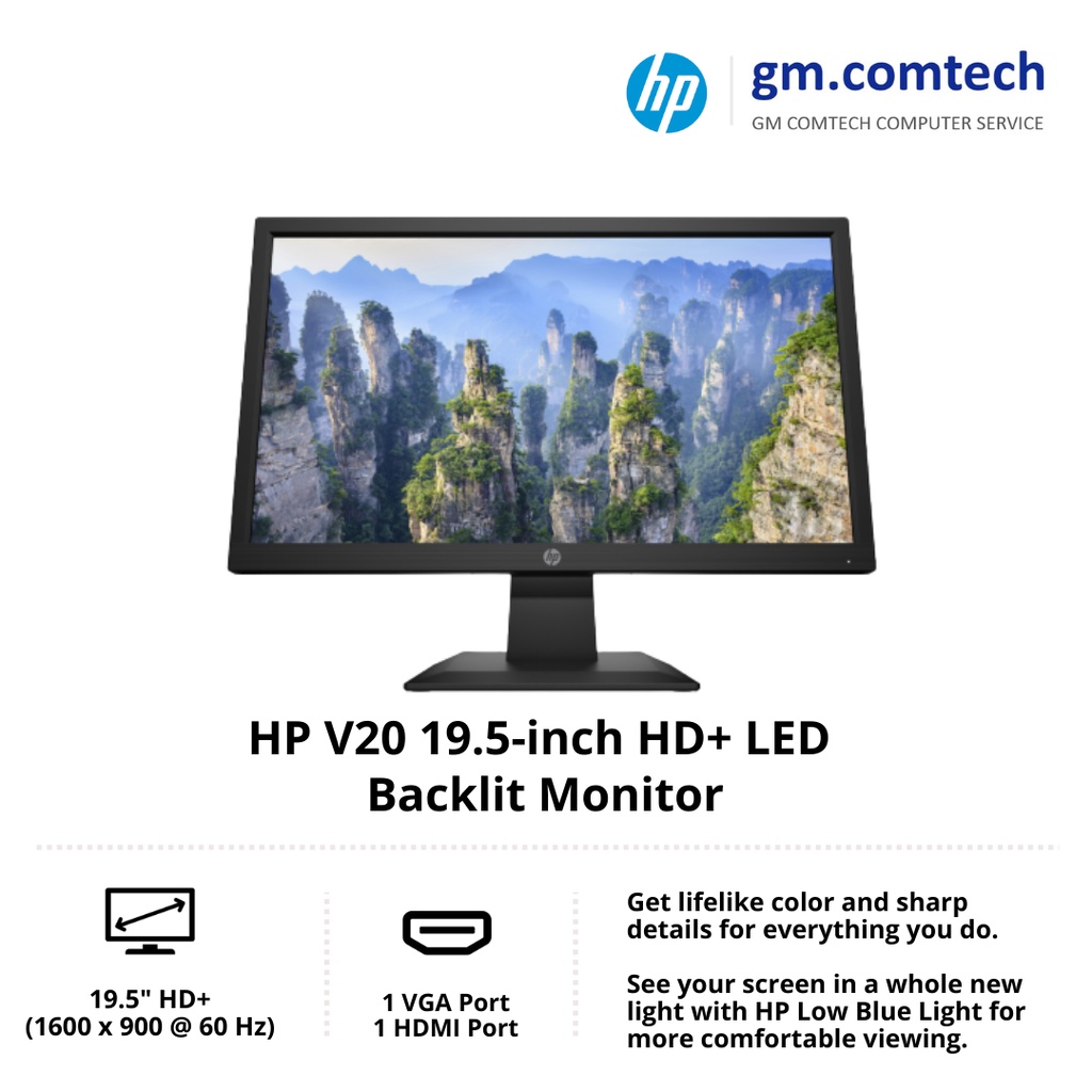 HP 20" - 24" FHD Monitor HP V20 HD+ LED/HP V22v FHD LED/HP V24v FHD LED ...