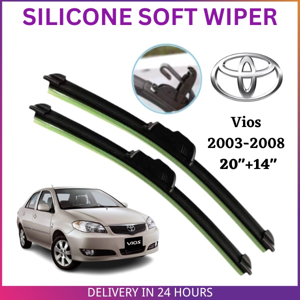 Toyota Vios NCP42 2003 - 2008 SILICONE SOFT WIPER (2PCS/SET) | Shopee ...