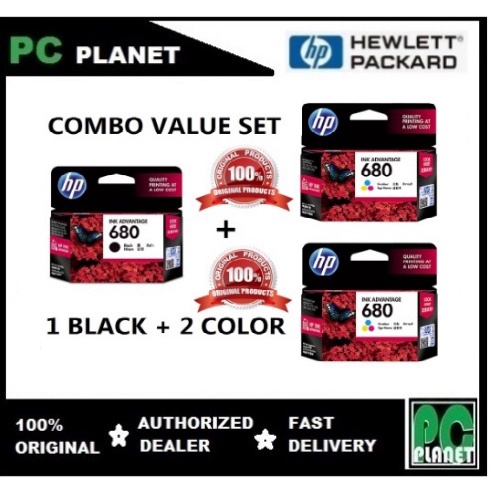 HP 680 BLACK 680 COLOR Combo VALUE Pack Black/Tri-Color Original Ink ...