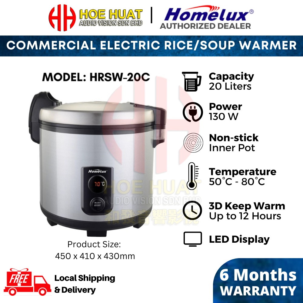 Homelux HRSW-20C 20L Commercial Electric Soup / Rice Warmer Food Warmer ...