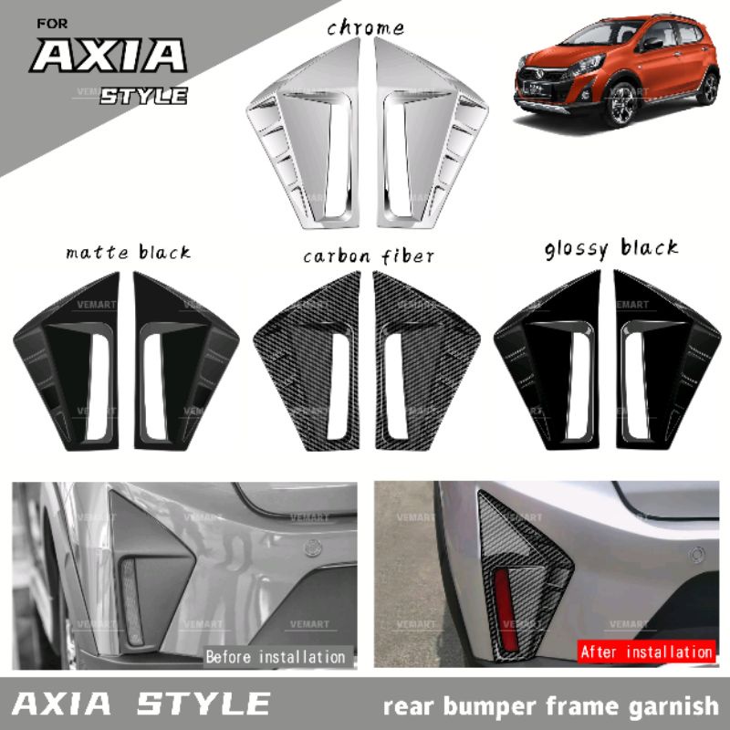Vemart Perodua axia style car rear bumper frame cover garnish ...