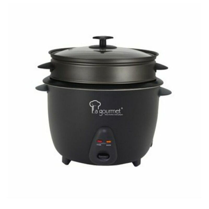 La gourmet 0.6L Rice Cooker with Non-stick Steamer - Coal Black ...