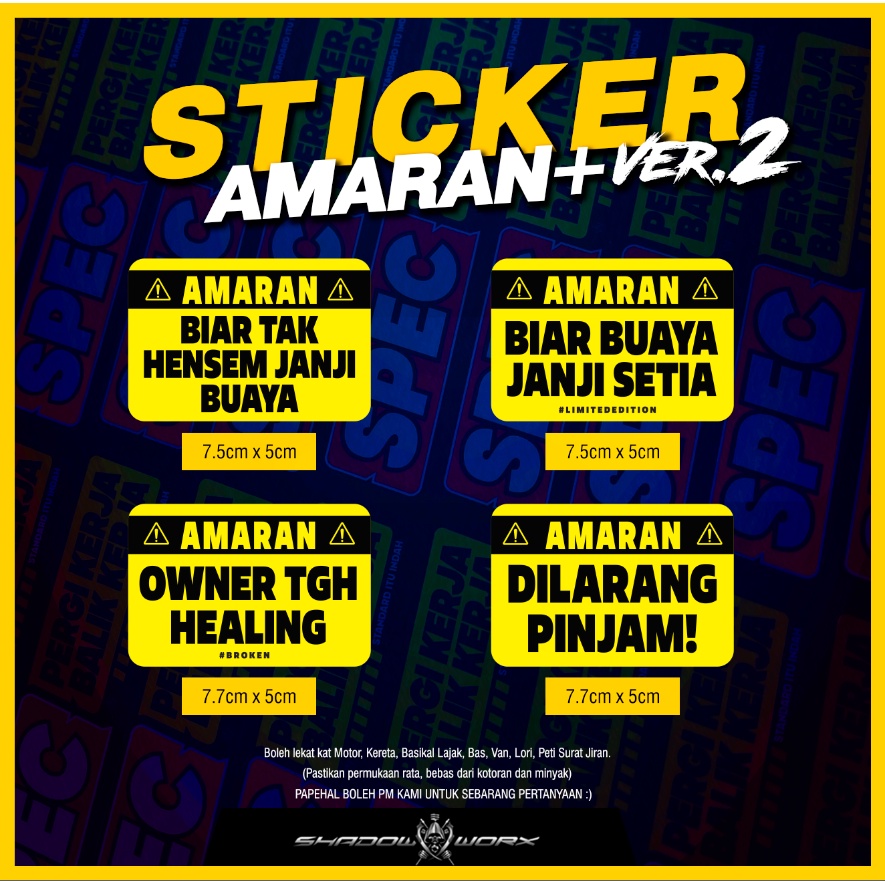 STICKER AMARAN BIAR TAK HENSEM, BIAR BUAYA, OWNER TGH HEALING, DILARANG ...