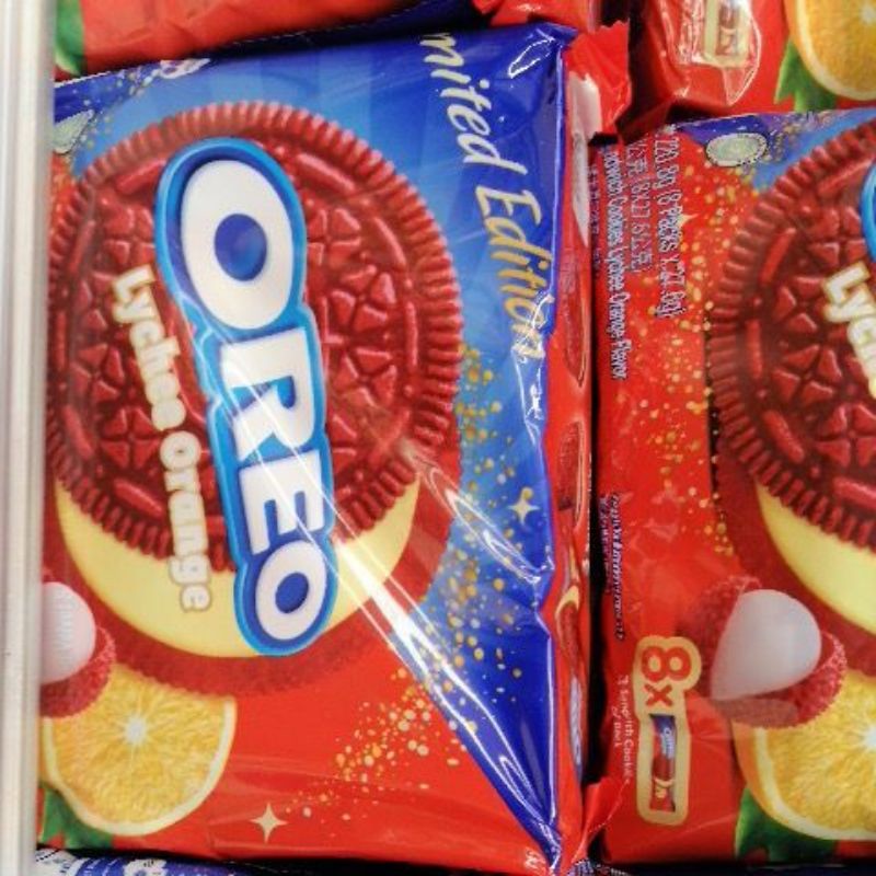 Oreo Christmas Festive Lychee and Orange Sandwich Cookies 3 x 8pack 220 ...