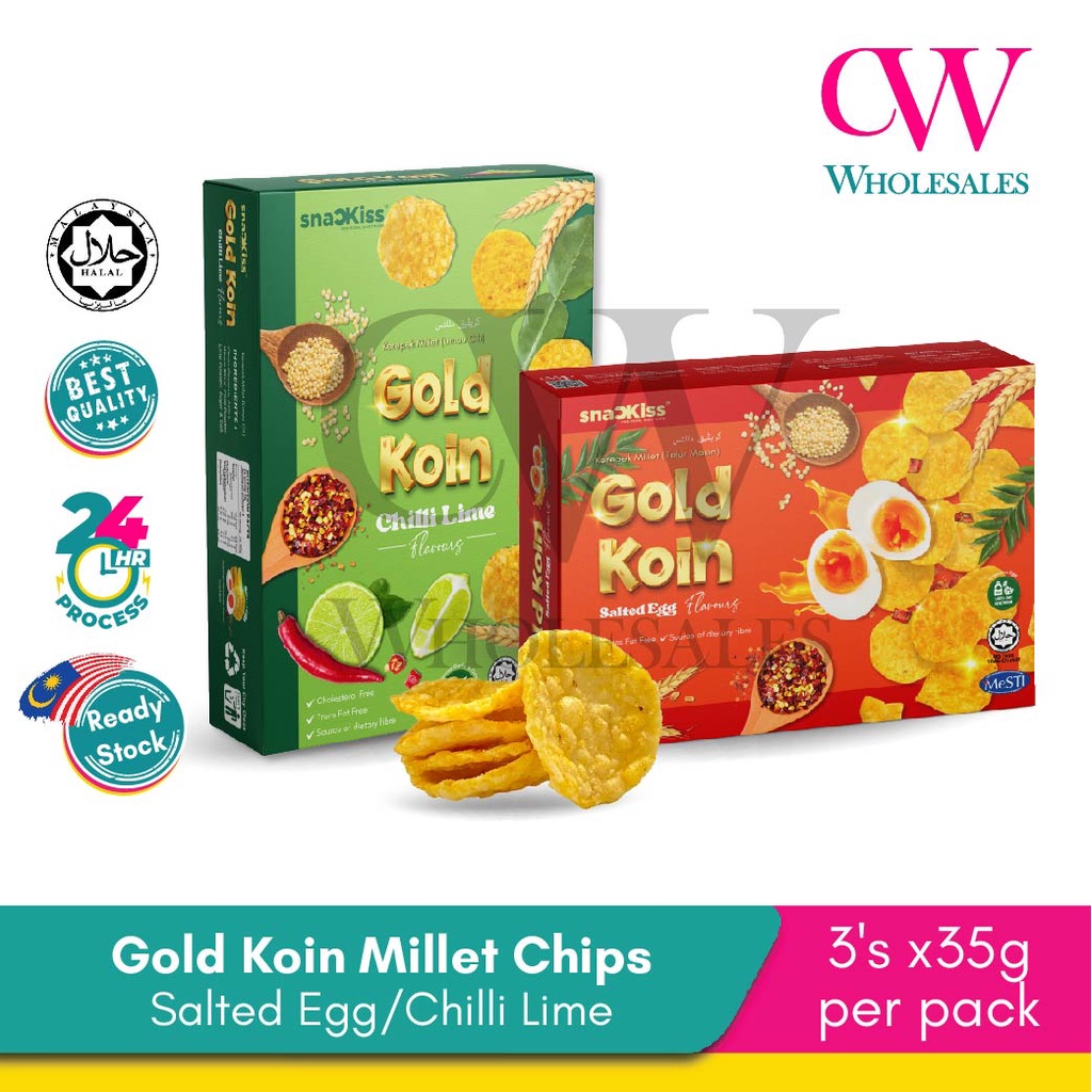 Snackiss Gold Koin Millet Chips Kerepek Millet Chilli Lime Salted Egg ...