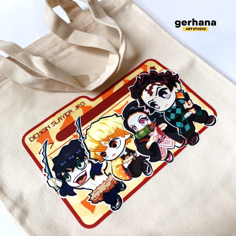 Demon Slayer Quartet Totebag with Zipper | Tanjiro Nezuko Inosuke ...