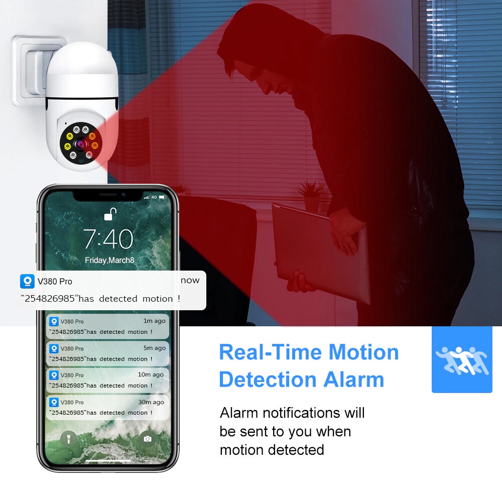 GOQ D4 Socket Bulb LED Lights Wifi CCTV Camera IP Security Surveillance ...