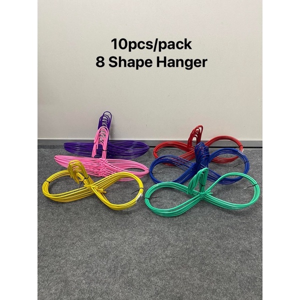 10pcs Pack 8 Shaped Round Long Shape Clothes Hanger PVC Coating Iron ...